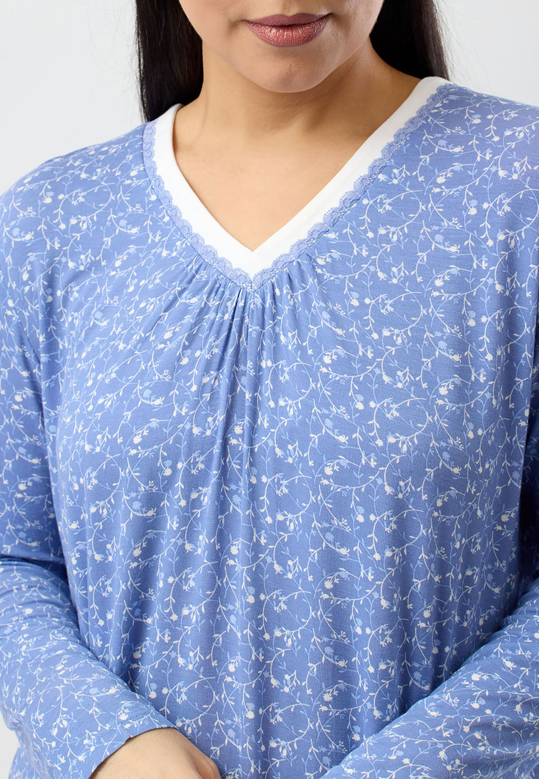 BOTANIC NIGHTIE WINTER BLUE - Y327B5 – Yuu Sleepwear
