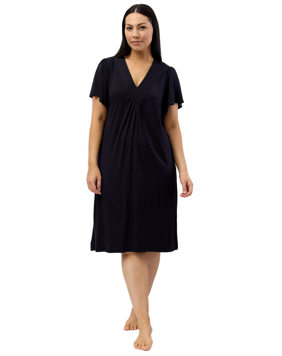DIAMOND PLEAT NIGHTIE BLACK - Y346DP – Yuu Sleepwear