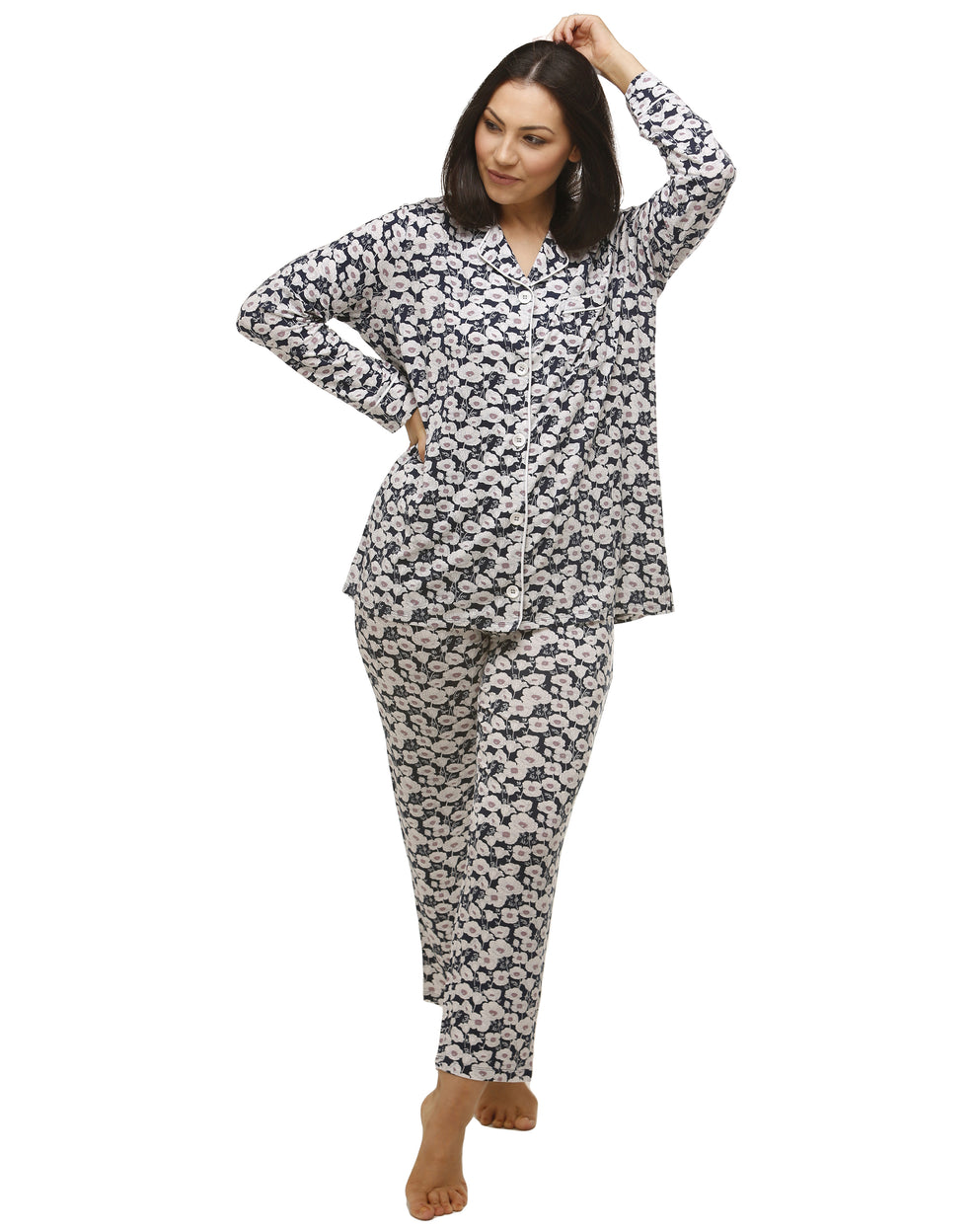 POPPY REVERE PJ SET NAVY - Y227 – Yuu Sleepwear