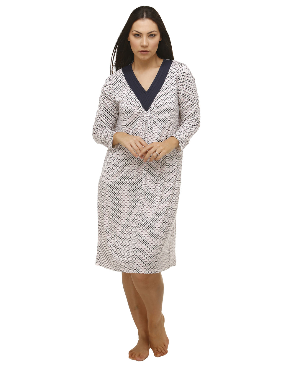 GEO TILE NIGHTIE NAVY - Y695 – Yuu Sleepwear